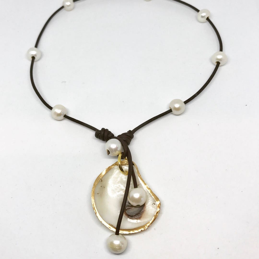 Scattered Pearls With Oyster Shell Necklace 304 - Etsy
