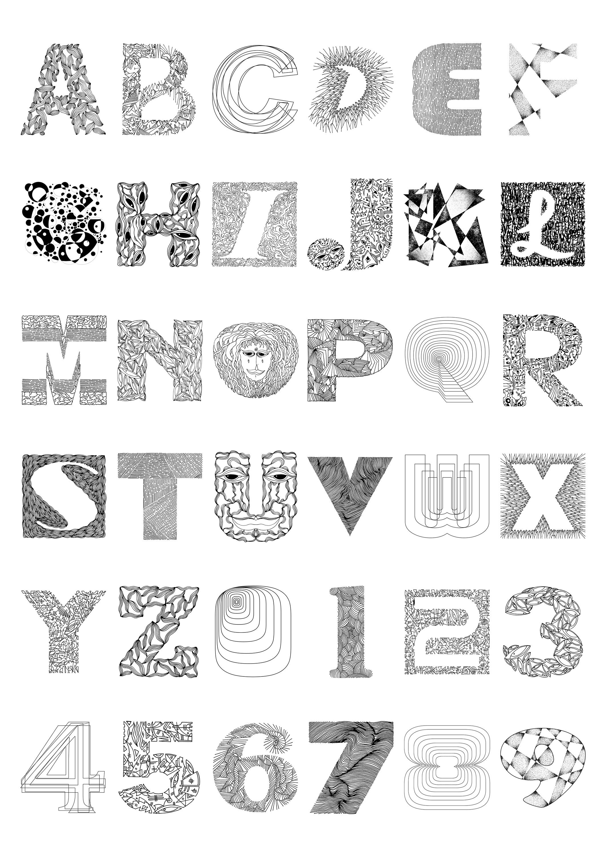 Printable Adult and Kids Alphabet Coloring Book / 36 Letters and ...