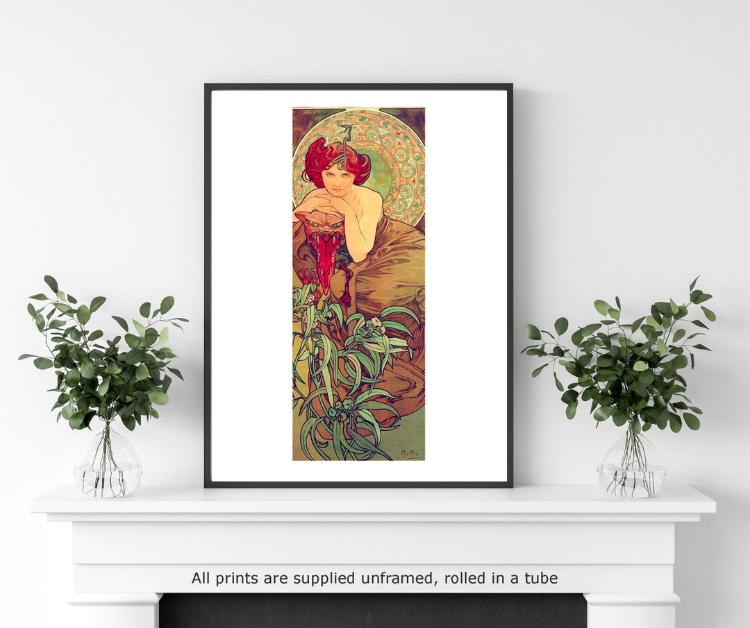 Mucha Emerald Gallery Wall Art Print Vintage Poster Art Famous Artist ...