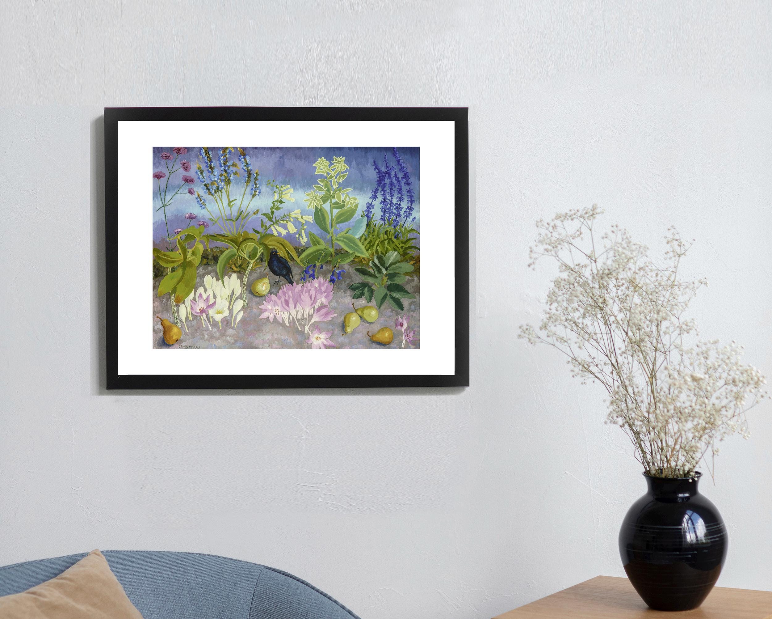 Cedric Morris Blackbird and Flowers Print - Vintage Gallery Wall Art ...