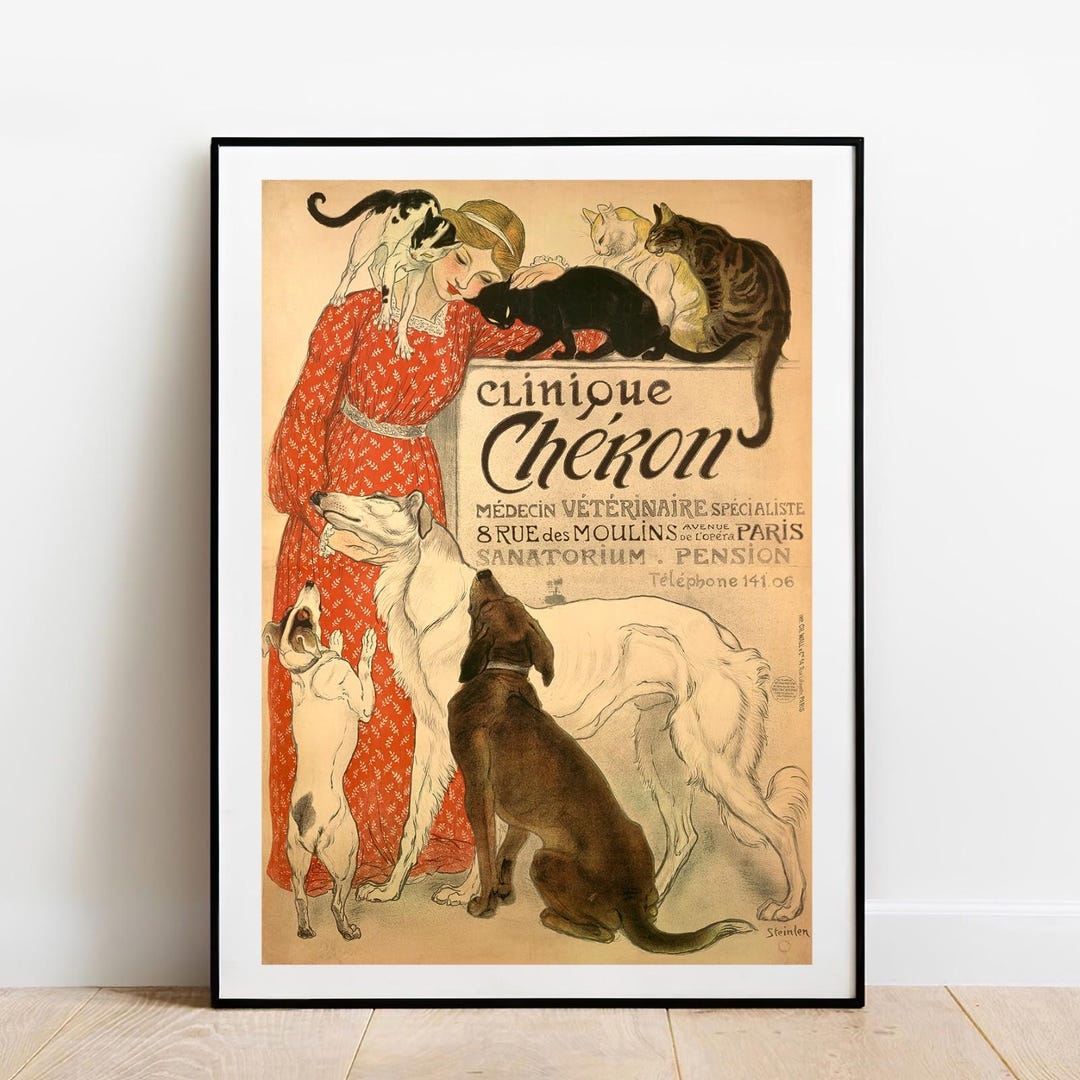 Steinlen Clinique Cheron Vintage Art Nouveau Poster: Cats & Dogs - Etsy