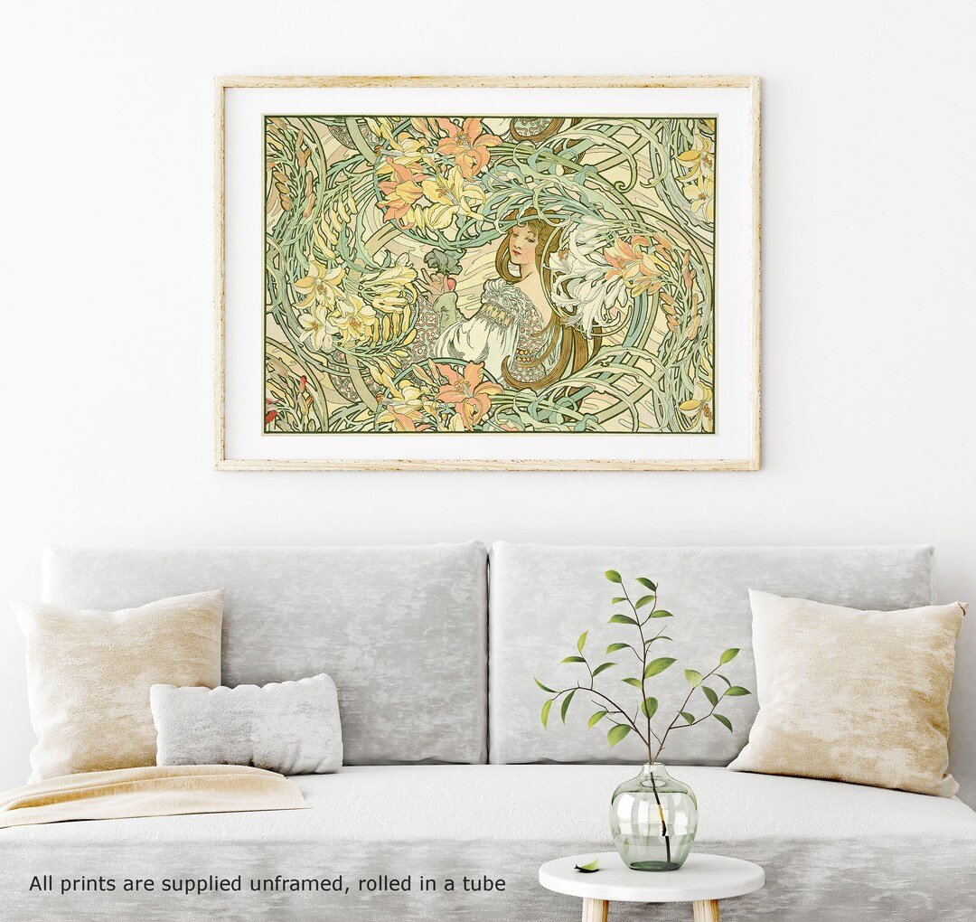 Mucha Lily Flower Art Print Wall Decor Gallery Wall Art Vintage Poster ...