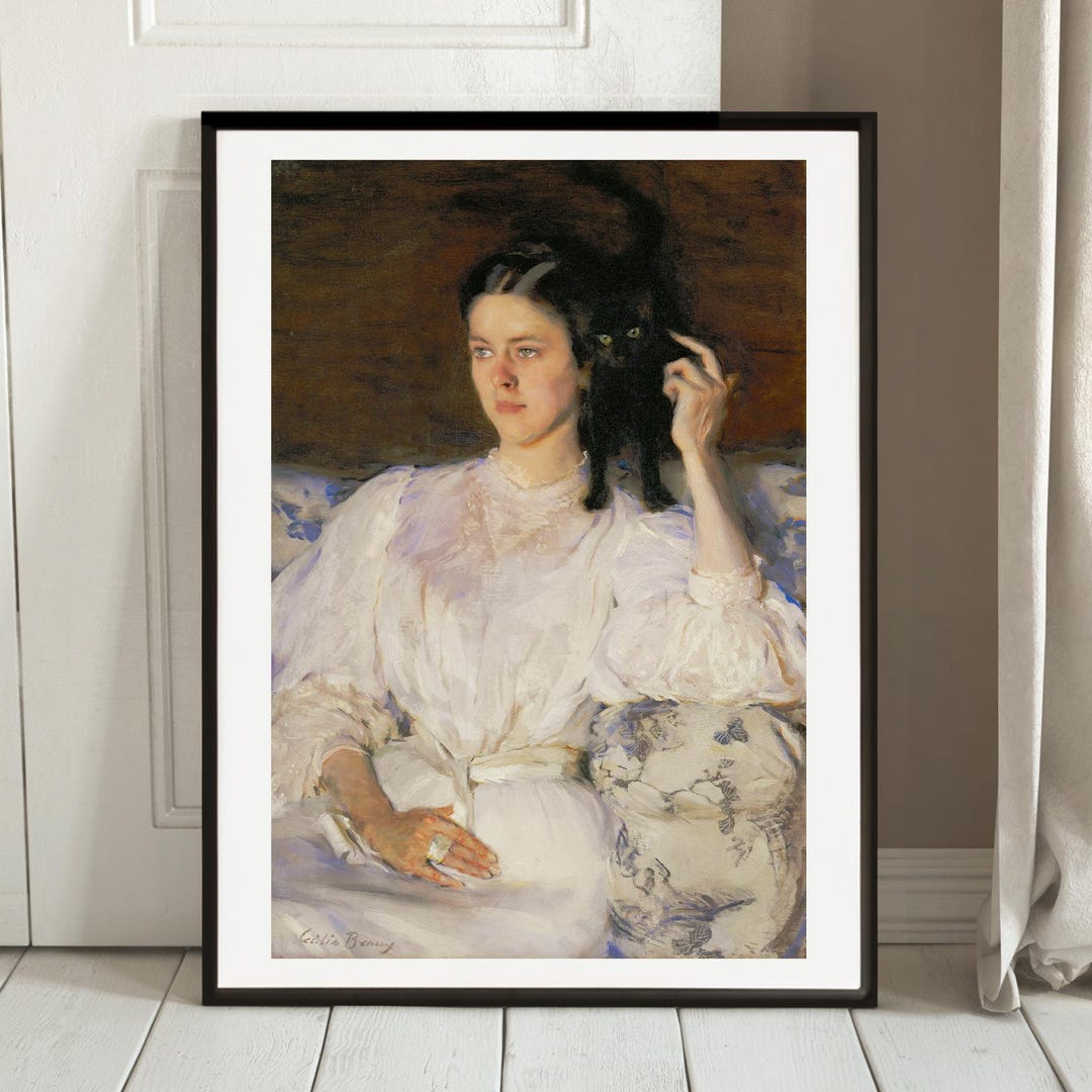 Cecilia Beaux Print: Sita and Sarita, Lady With Cat Gallery Wall Art - Etsy