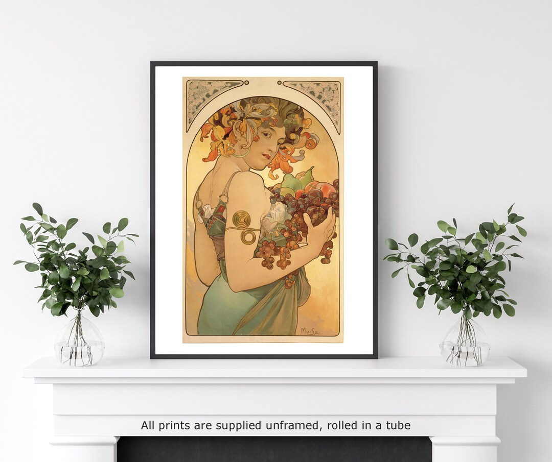 Mucha Fruit Gallery Wall Art Print Vintage Poster Art Famous Artist ...