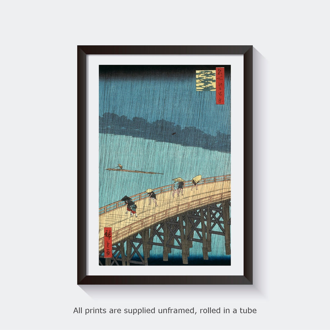 Hiroshige Ohashi Bridge in the Rain Gallery Wall Art Print Vintage ...