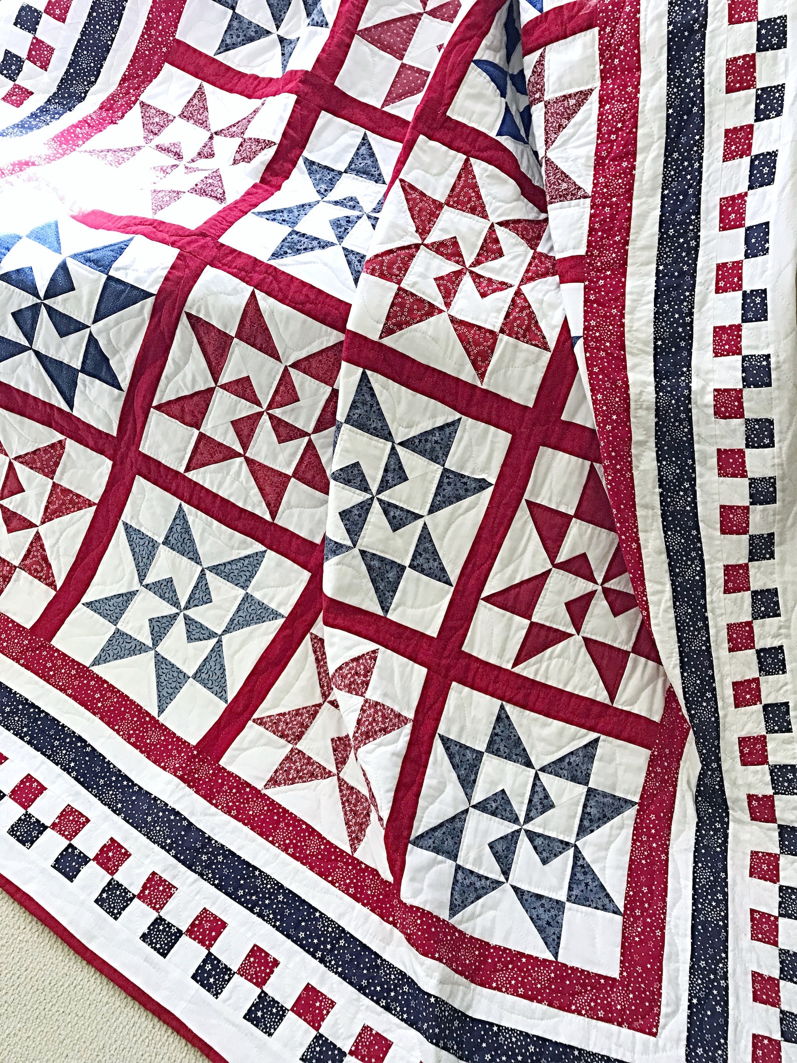 Star Quilt Patterns PDF Red and White Quilt Pattern Patriotic Quilting ...