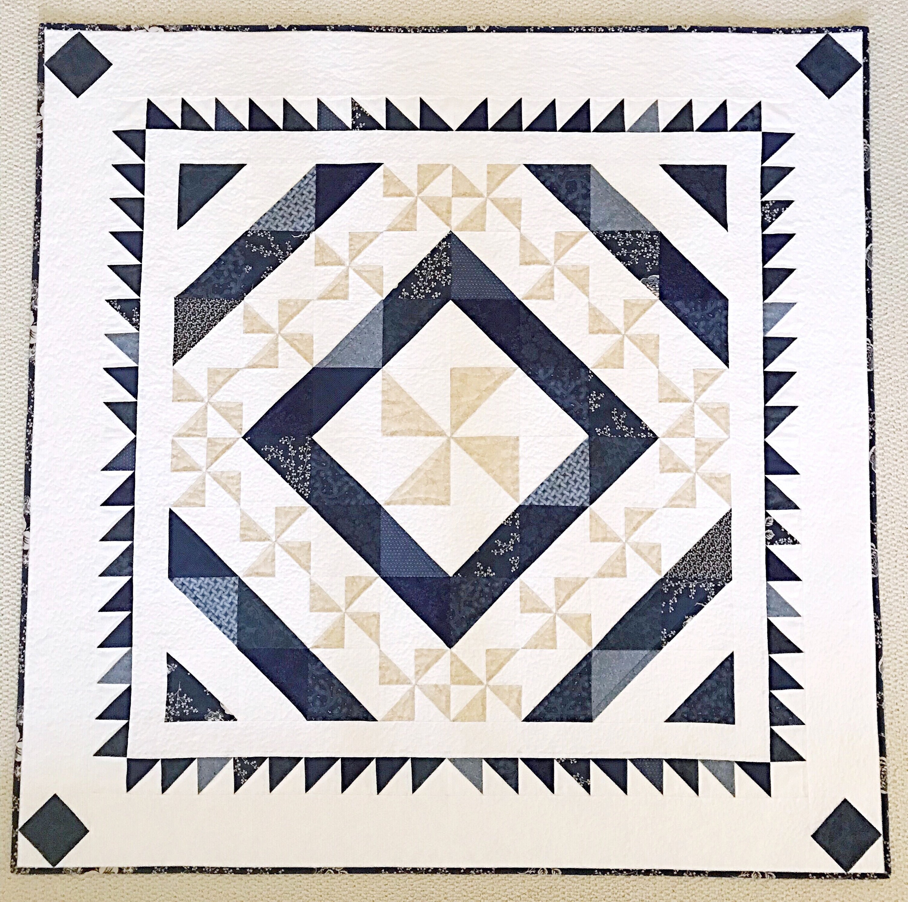 Pinwheel Quilt Patterns PDF Blue and White Quilt Pattern Table Runner ...