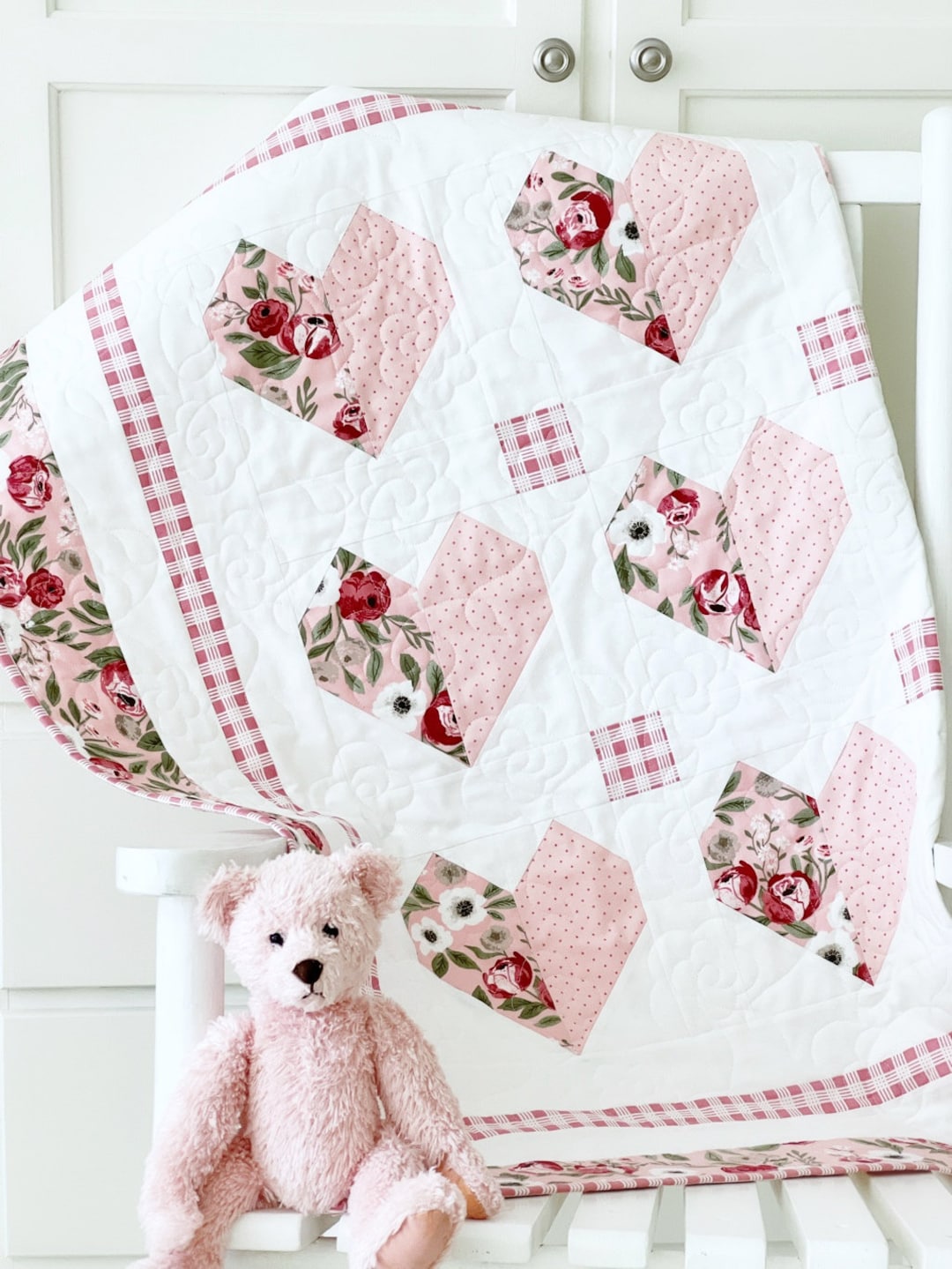 Baby Quilt Patterns PDF Heart to Heart Quilt Pattern Crib Quilt Throw ...