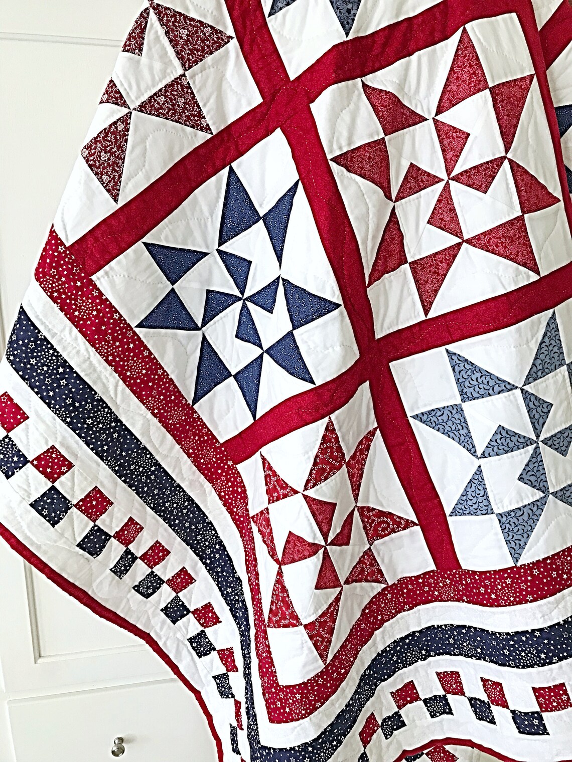 Star Quilt Patterns PDF Red and White Quilt Pattern Patriotic Quilting ...