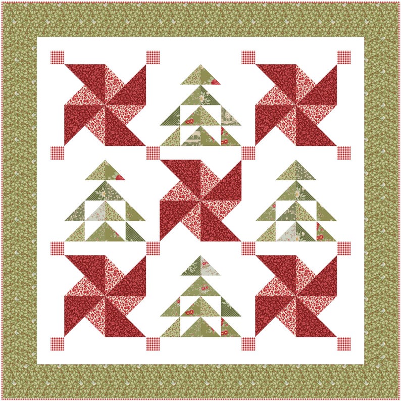 Christmas Quilt Pattern PDF Peppermint and Pine Easy Quilting Pattern ...