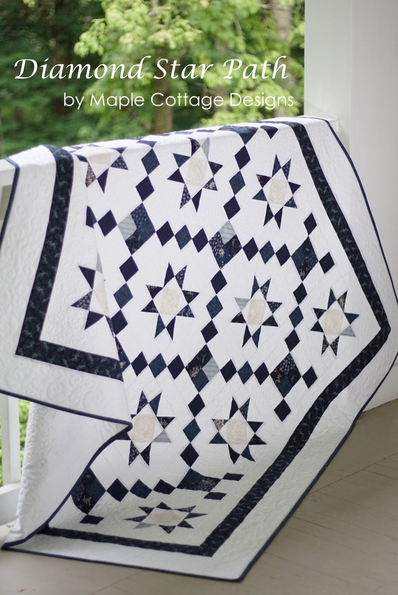 Star Quilt Patterns PDF Easy Quilt Pattern Blue and White | Etsy