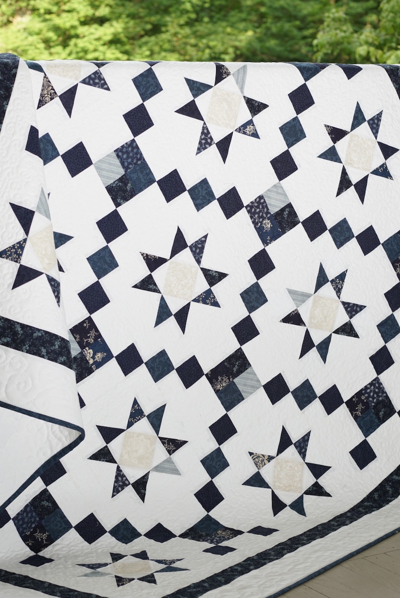 Star Quilt Patterns PDF Easy Quilt Pattern Blue and White | Etsy