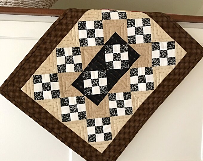 Primitive Table Runner Quilt Wall Hanging Americana Country Nine Patch ...