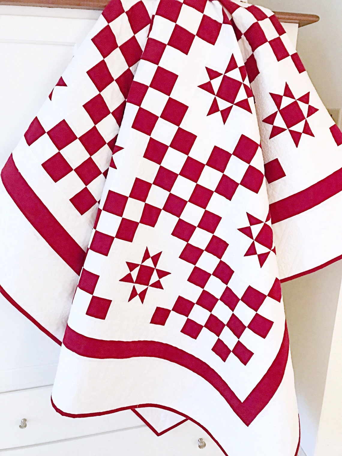 Red and White Quilt Patterns PDF Easy Quilt Pattern Farmhouse Quilting ...