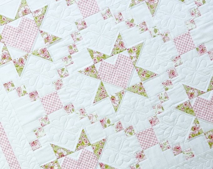 SWEET BABY ROSE Quilt, Handmade Baby Quilt, Pink Crib Quilt, Pink ...