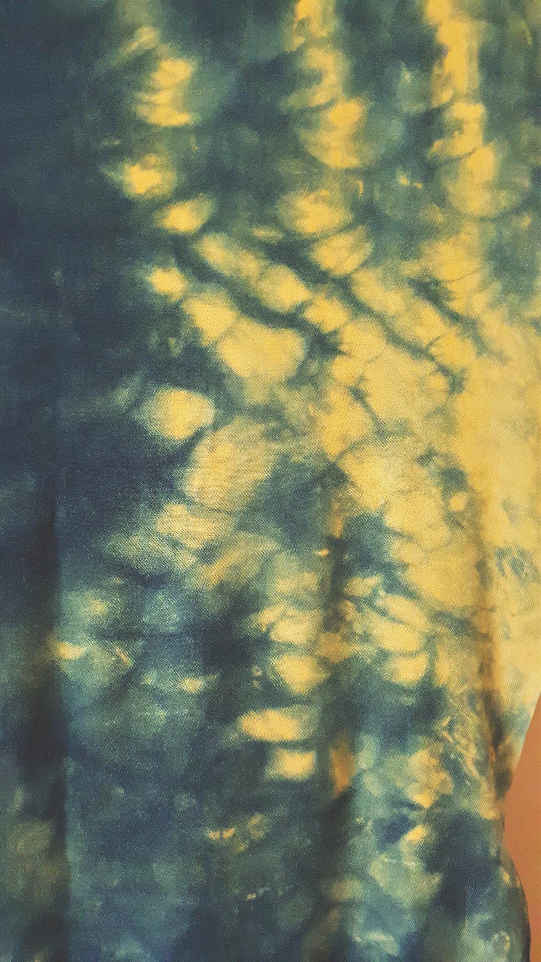 Indigo Shibori Viscose Scarf: Arashi Storm Ripple, Mustard - Etsy