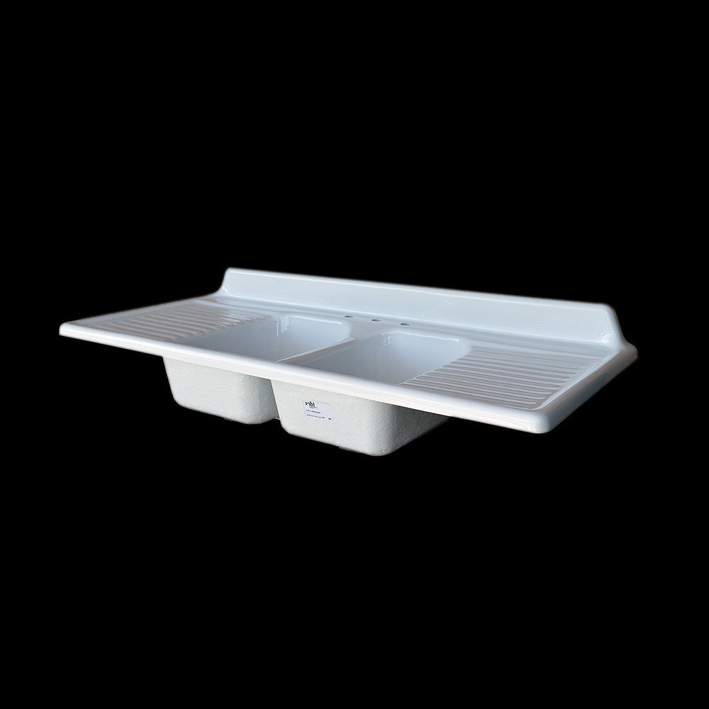 Double Kitchen Sink With Drainboard