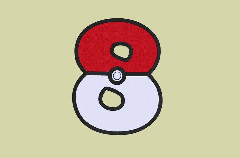 Pokemon Applique 8 Eight Birthday Number Embroidery Pokeball - Etsy