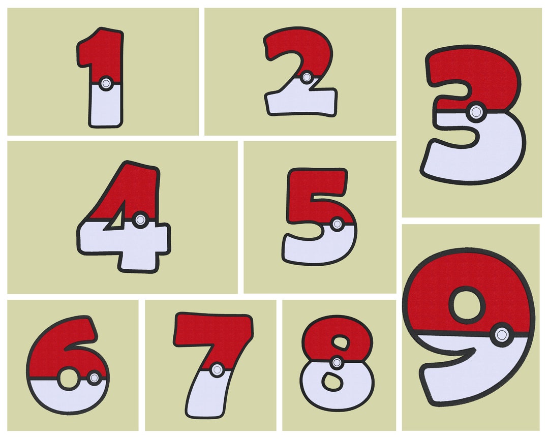 Pokemon Applique Birthday Number Embroidery Pokeball 1 Through 9 Set ...