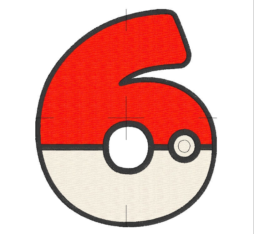 Pokemon Applique Six 6 Birthday Number Embroidery Pokeball - Etsy