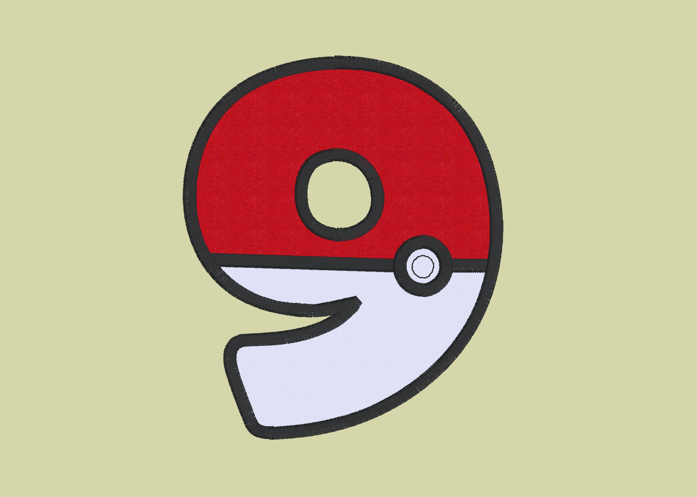 Pokemon Applique 9 Nine Birthday Number Embroidery Pokeball - Etsy