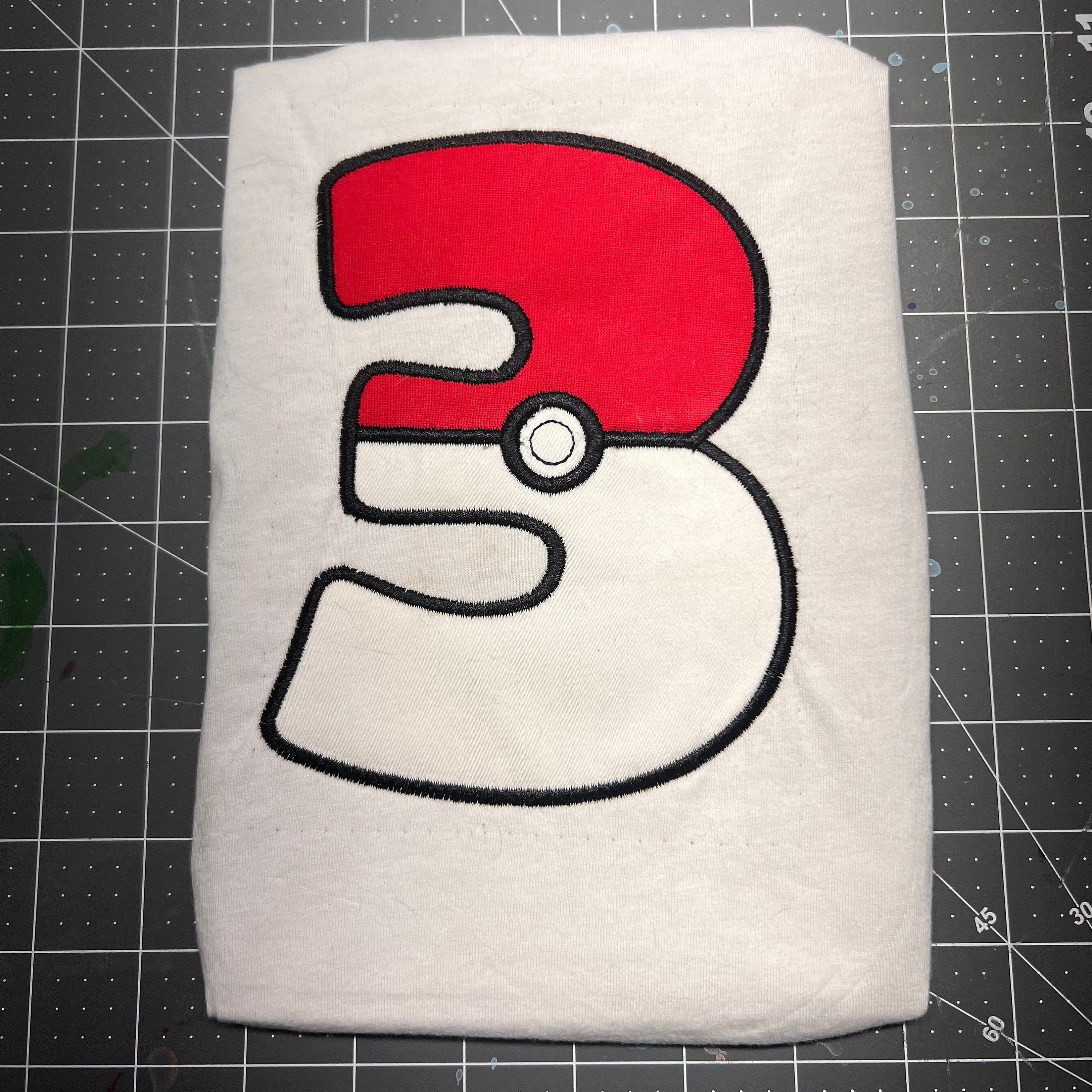 Pokemon Applique 3 Three Birthday Number Embroidery Pokeball - Etsy