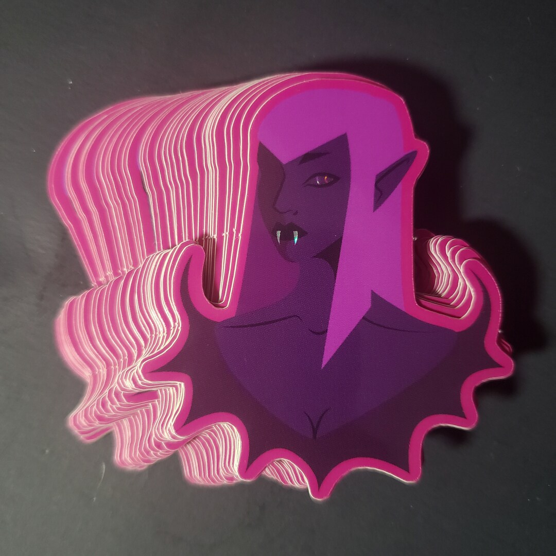 Pink Vampire Chick Halloween Original Design Sticker - Etsy