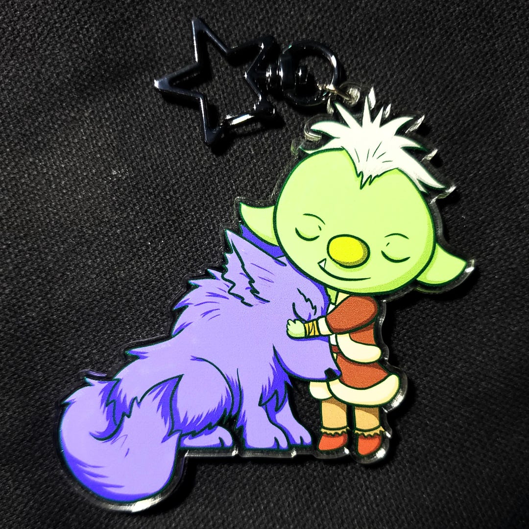 Cute Goblin Gobta Wolf Rider Anime Acrylic Keychain - Etsy