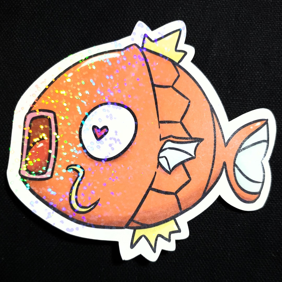 Cute Magikarp Glitter Sticker Water Type Pocket Monster - Etsy