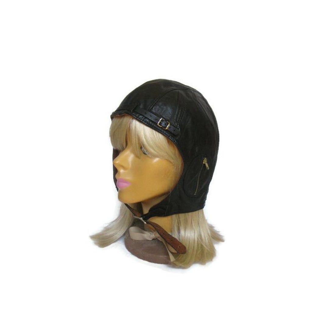 Black Leather Aviator Cap; Black Aviator Cap, Leather Aviator Cap ...