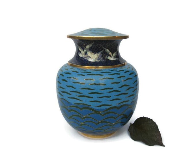 Cloisonne Cremation Urn; Cloisonne Ginger Jar, Cloisonne Urn, Asian ...