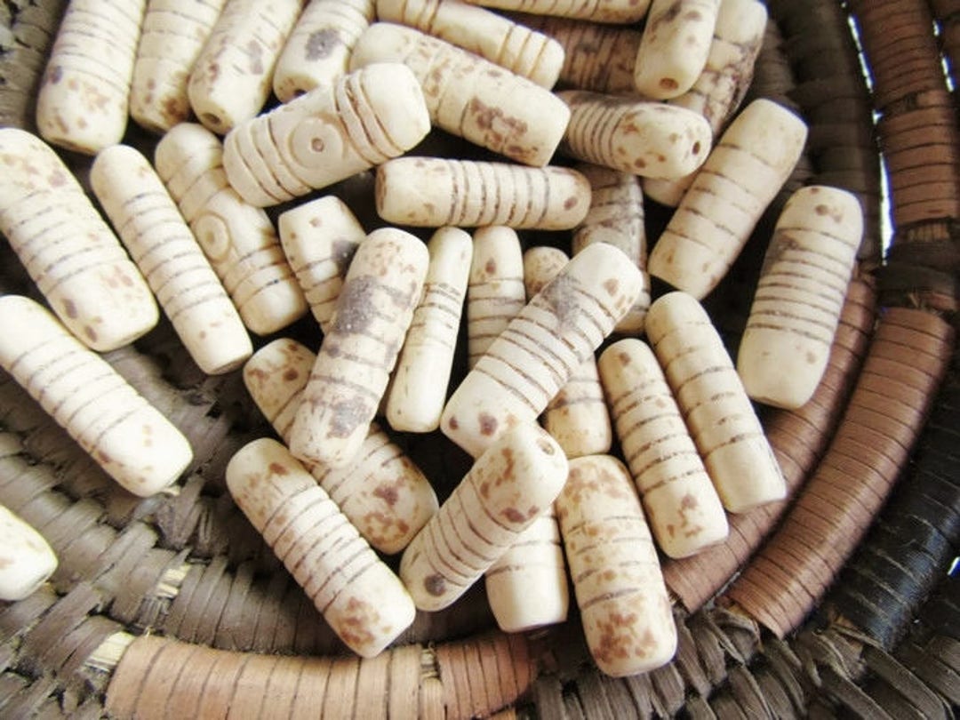 Hand Carved Stone Hairpipe Beads; Vintage, Lot of 10 - Etsy