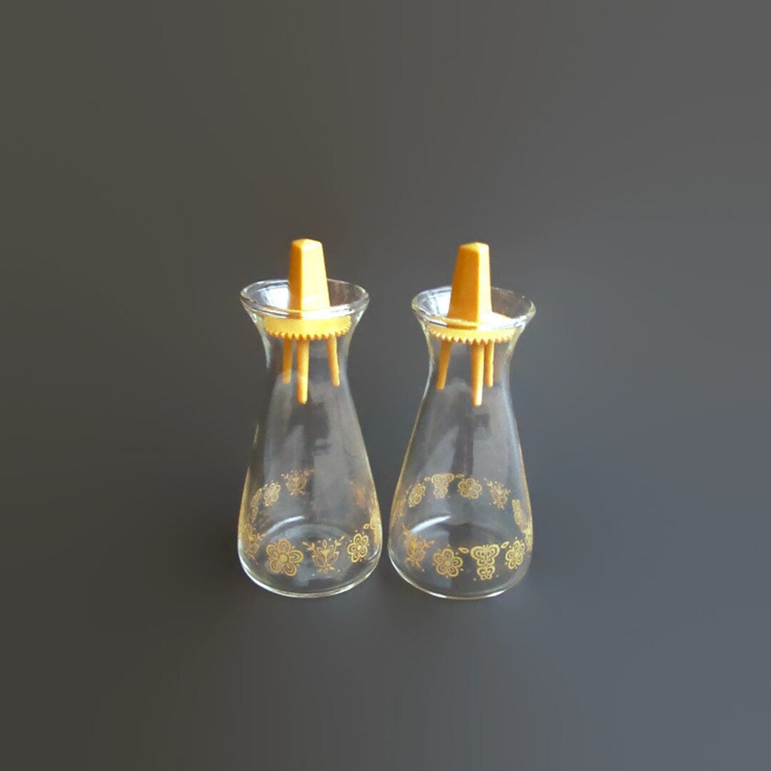 Corning Glass Works Corelle Pyrex Glass Butterfly Gold Salt & Pepper ...
