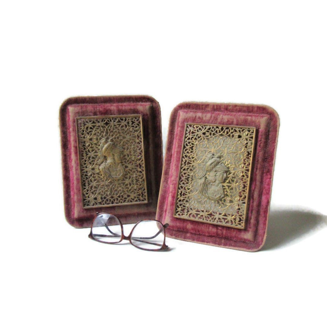 Antique Victorian Velvet & Ormolu Standing Picture Frame Set; Antique ...