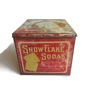 Snow Flake Sodas Cracker Tin Antique Cracker Tin, Antique Food Tin ...