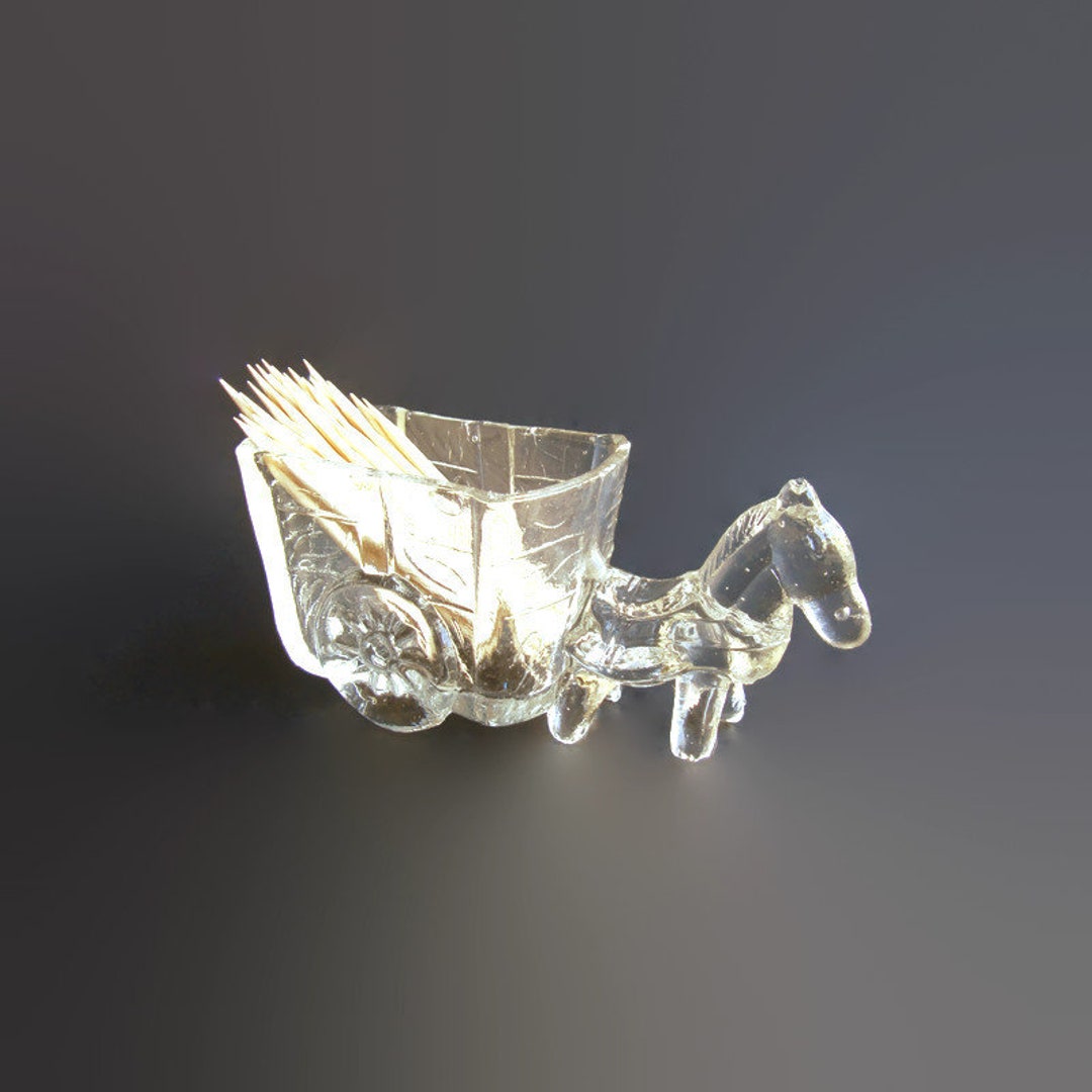 Glass Donkey & Cart Toothpick Holder MIJ Donkey and Cart - Etsy