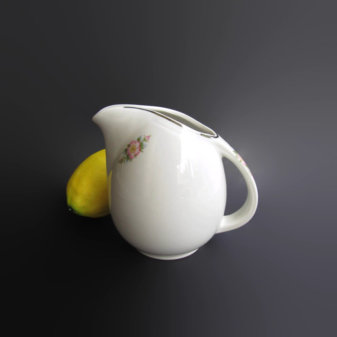 Hall Rose White 16 Oz. Sani-grid Jug; Hall China Company Rose White ...