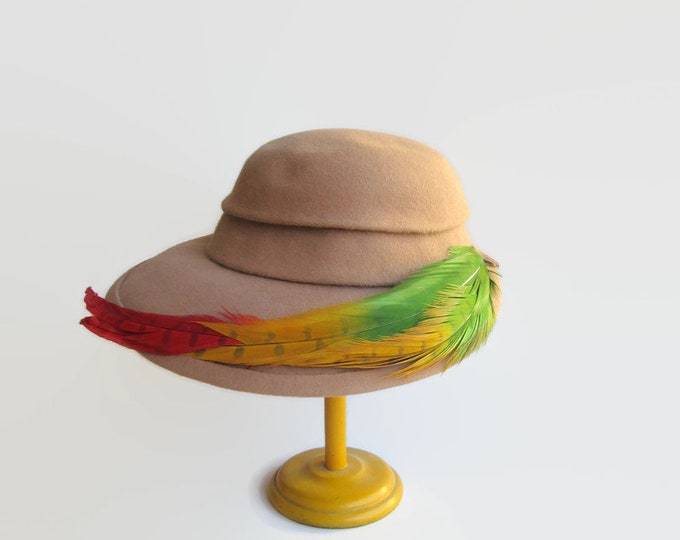 Vintage Women's Hat Tilt Hat, Wide Brim Tilt Hat, 1940's Hat, Ladies ...