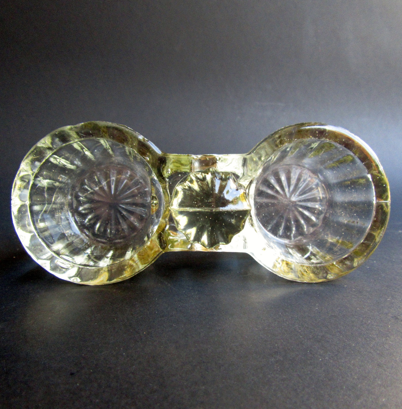 Double Master Pressed Glass Salt Cellar; Salt Cellar, Salt Dip, Double ...