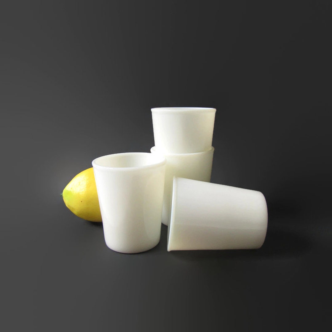 Opalescent Milk Glass Tumblers, Milk Glass Tumblers, Set of 4; Antique ...