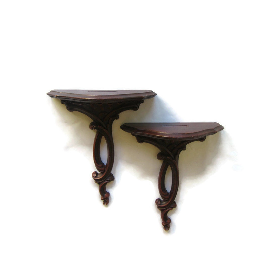 Syroco Wood Art Nouveau Wall Shelves, Pair Syroco Wood Wall Shelves ...