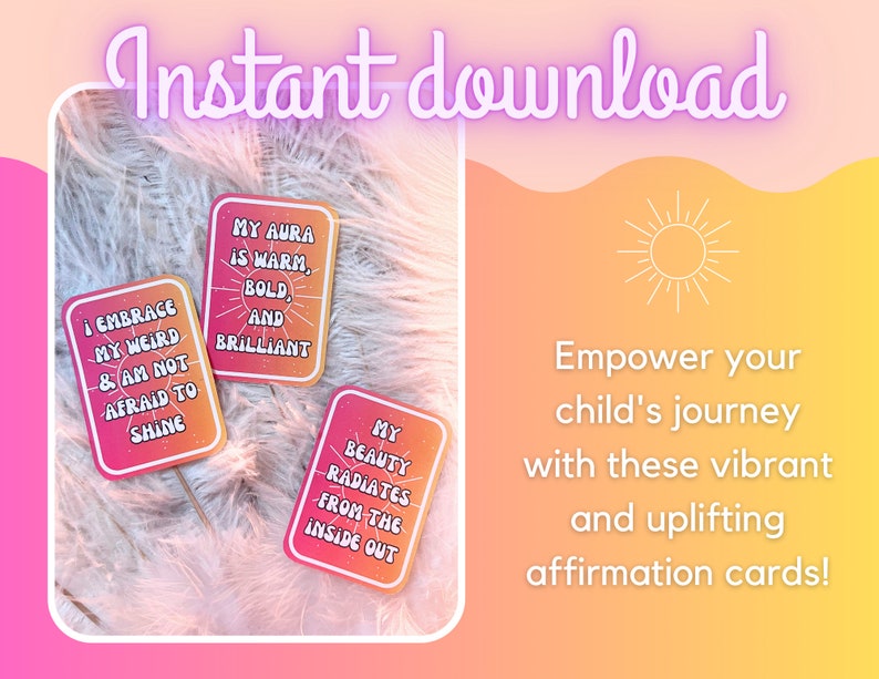 Funky Printable Positive Affirmation Cards for Kids - Etsy