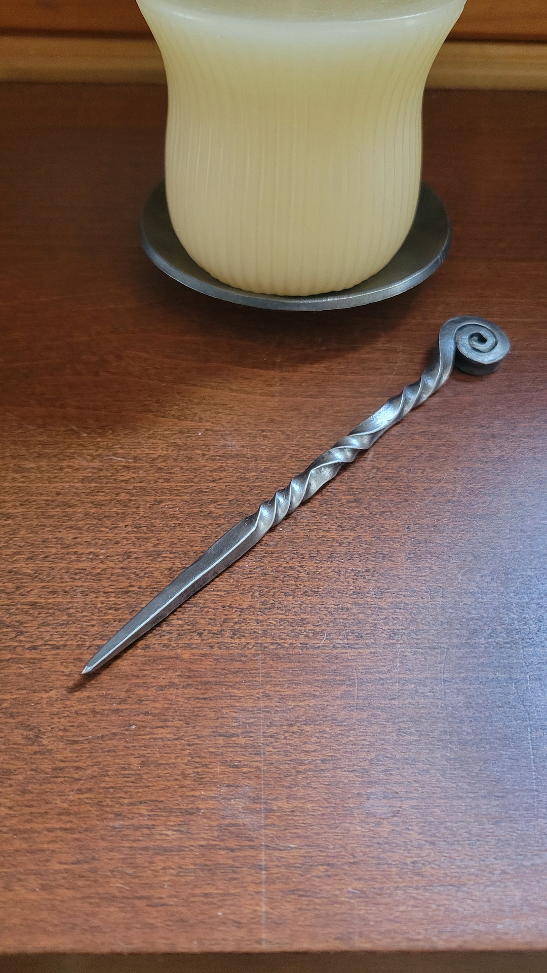 Fiddle Head Leather Scribe, Marlin Stick, Forged Hair Pin, Candle ...