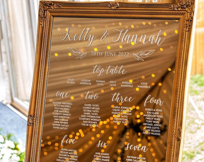 Mirror Wedding Table Plan Vinyl Lettering/vinyl Stickers DIY Seating ...