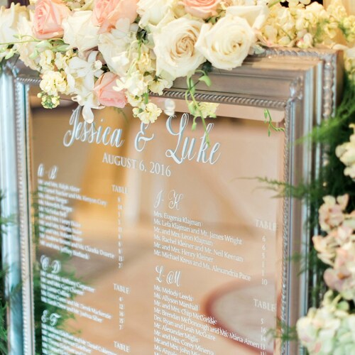 Alphabetical Order Mirror Wedding Table Plan Vinyl - Etsy