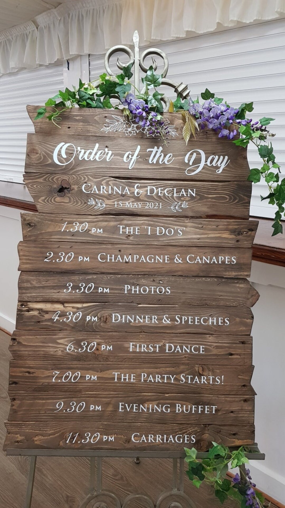 Wooden Pallet Order of Day Vinyl Stickers • Rustic Wedding Pallet Order ...