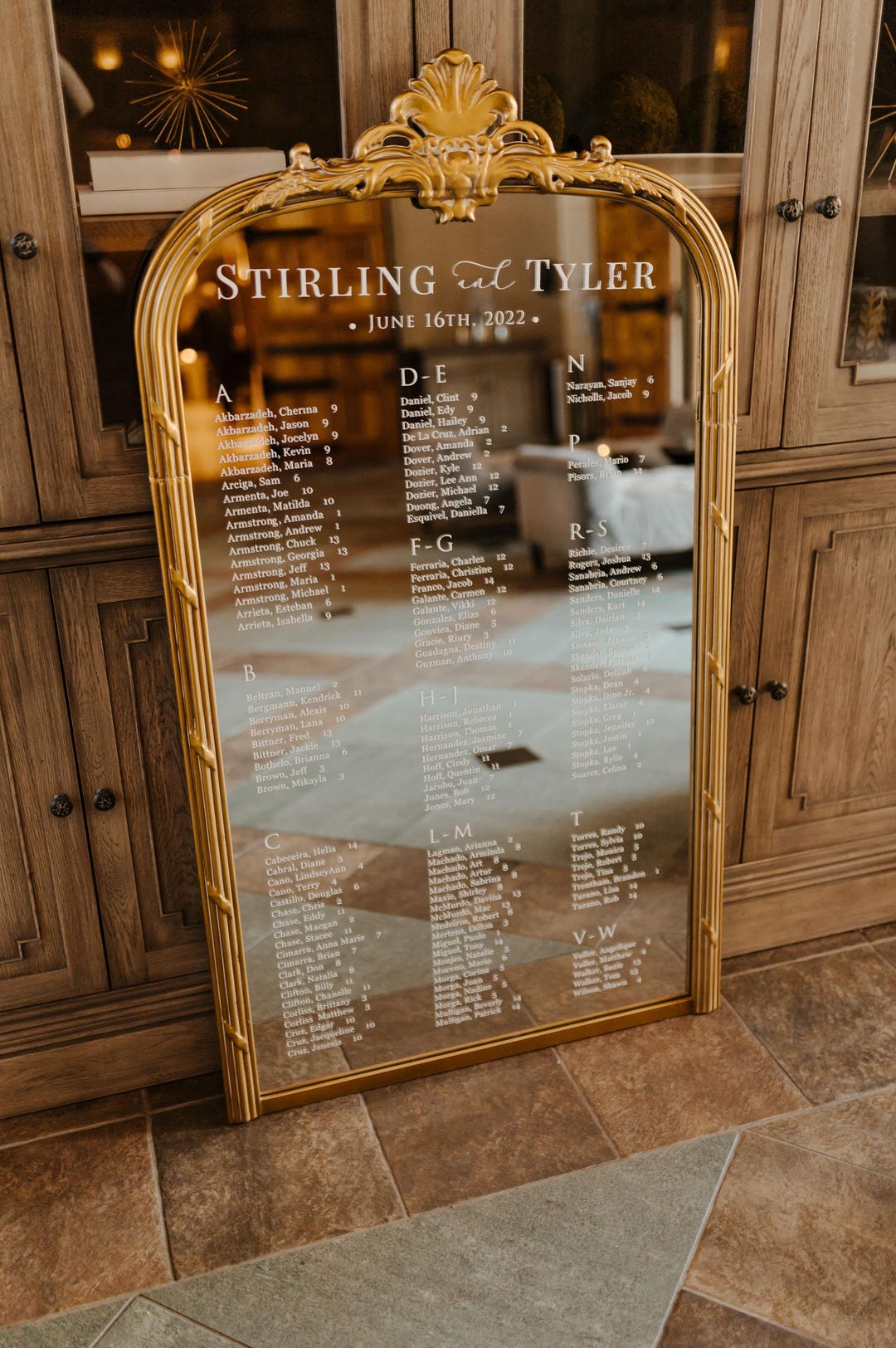 Alphabetical Wedding Table Plan Stickers • DIY Mirror Seating Chart - Etsy