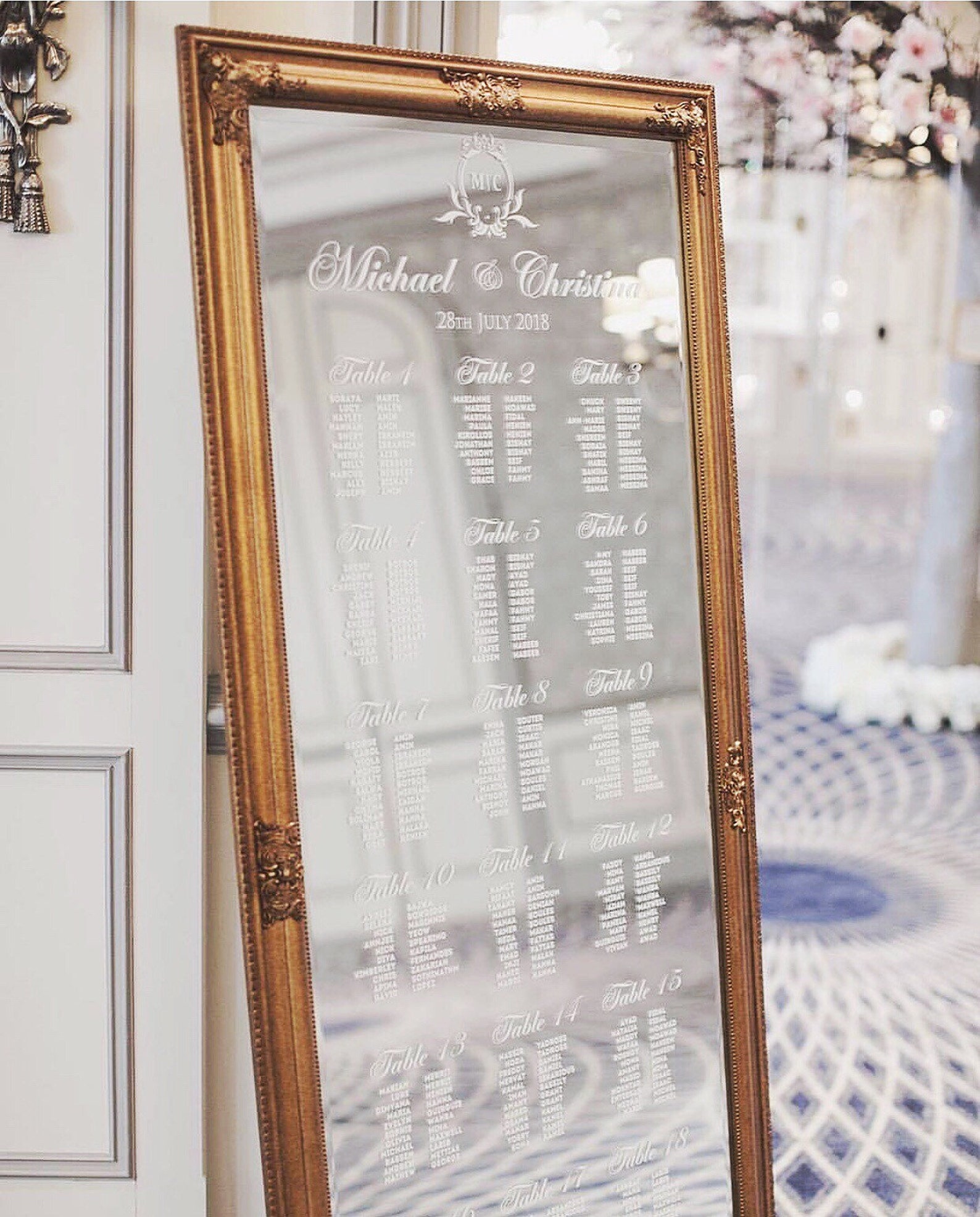 Mirror Wedding Table Plan Mirror Seating Chart Full Length - Etsy UK