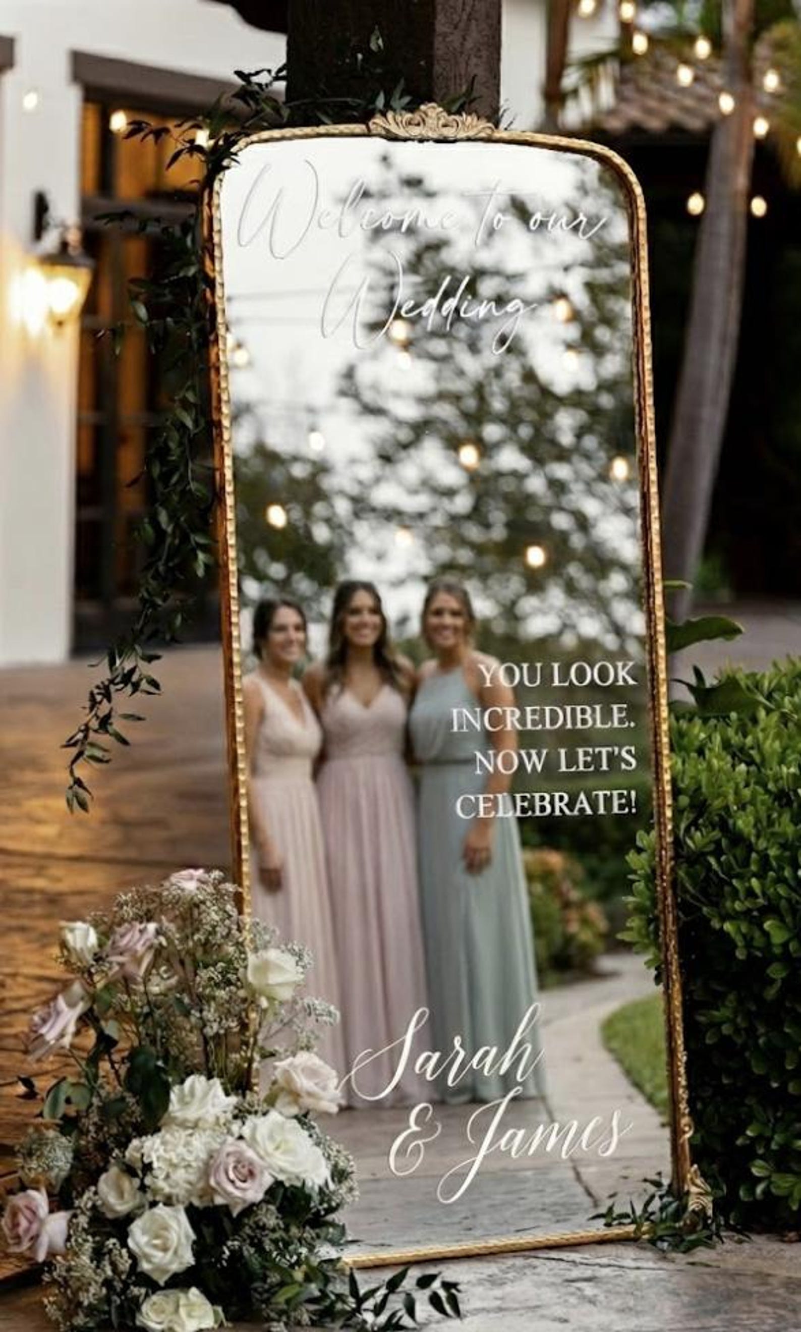 Selfie Wedding Mirror Sticker - Personalised Names Vinyl Decal - No ...
