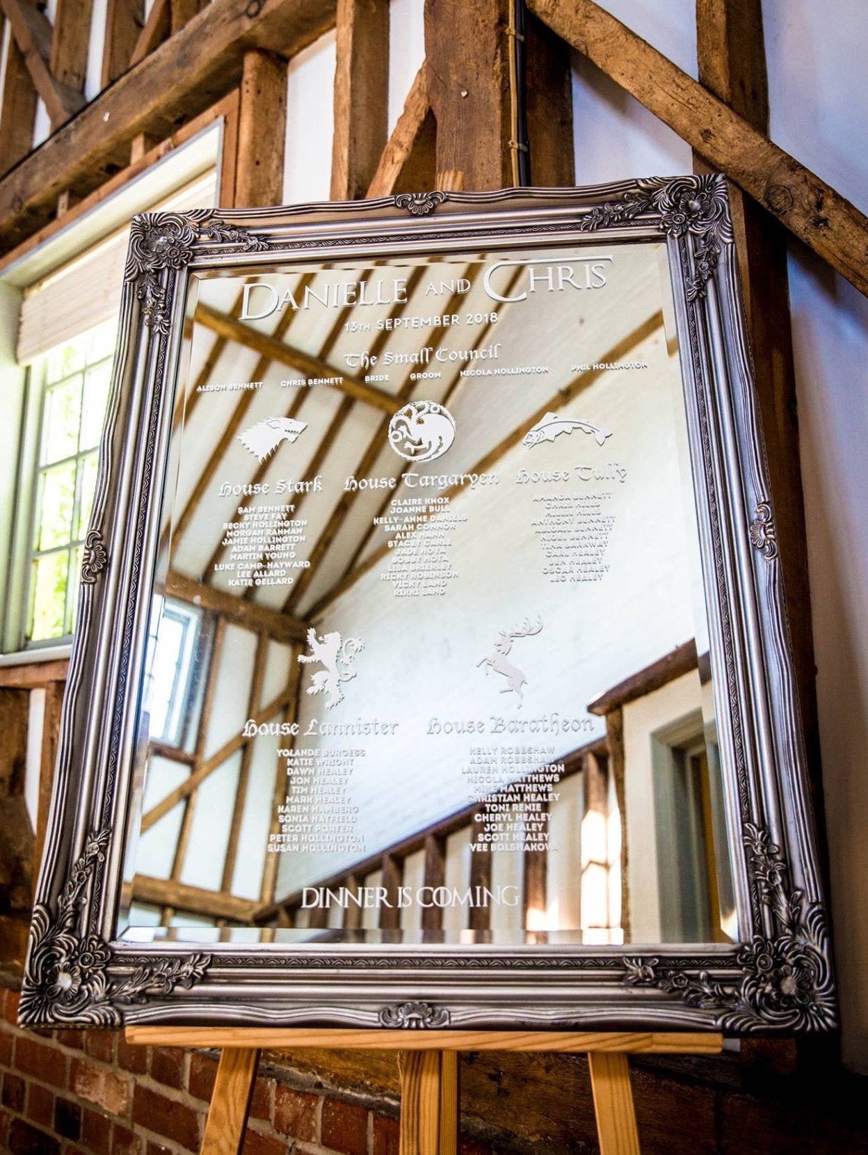 Themed Mirror Table Plan Game of Thrones Beauty and Beast | Etsy UK